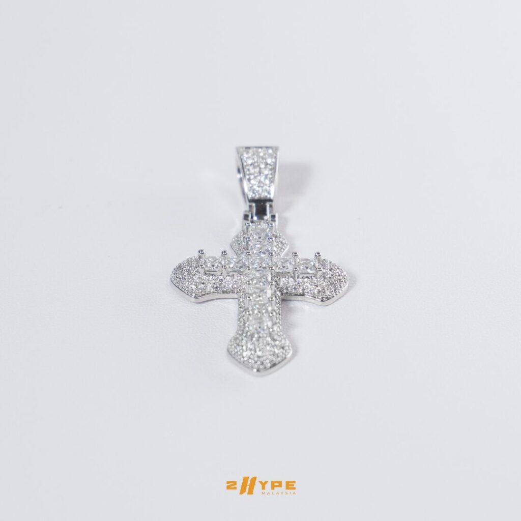 Iced-Out White Cross Pendant - 2HYPE MALAYSIA