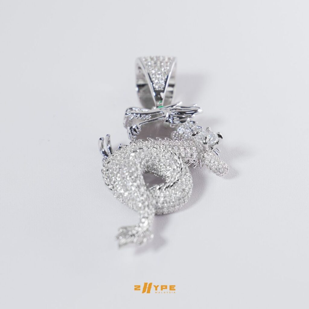 Iced-Out White Dragon Pendant - 2HYPE MALAYSIA